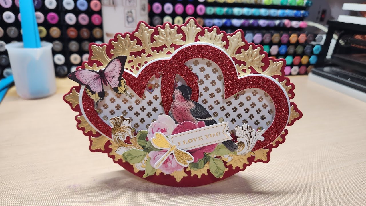 Anna Griffin Rocking card dies and Stamps of Life Double Heart Fold-it ...