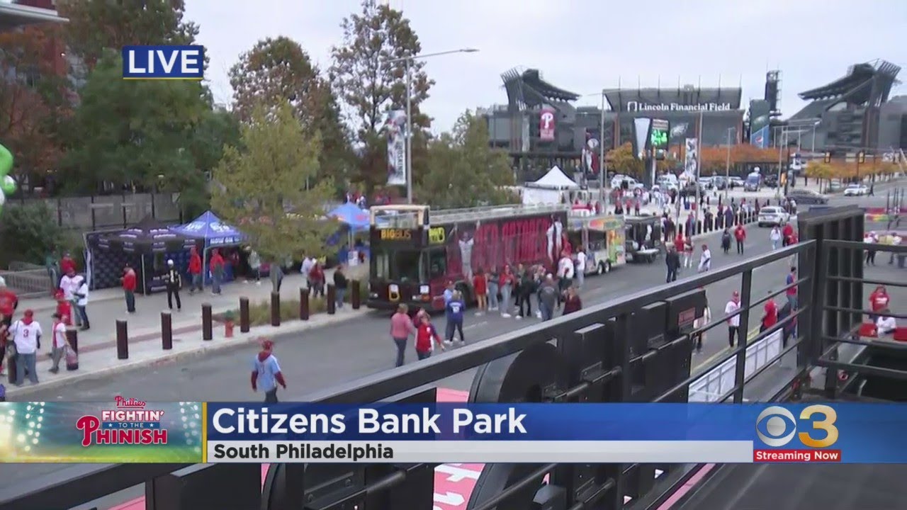 Fans preparing World Series Game 3 at block party outside Citizens Bank ...