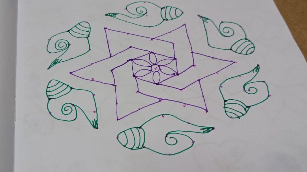 sanku rangoli || 11*6 dots kolam design|| beautiful sanku muggu - YouTube