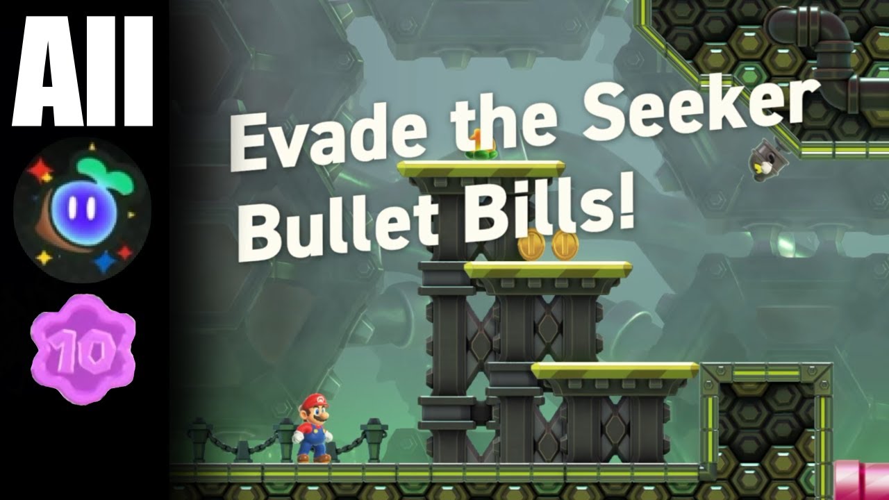 Evade the Seeker Bullet Bills! | All Flower Coins and Wonder Seeds ...