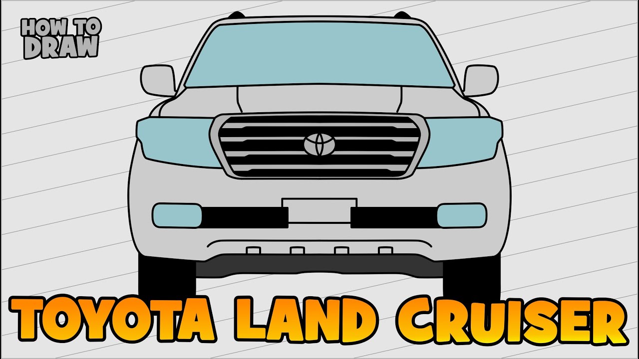 How to draw Toyota Land Cruiser 2008 V8 front view - YouTube