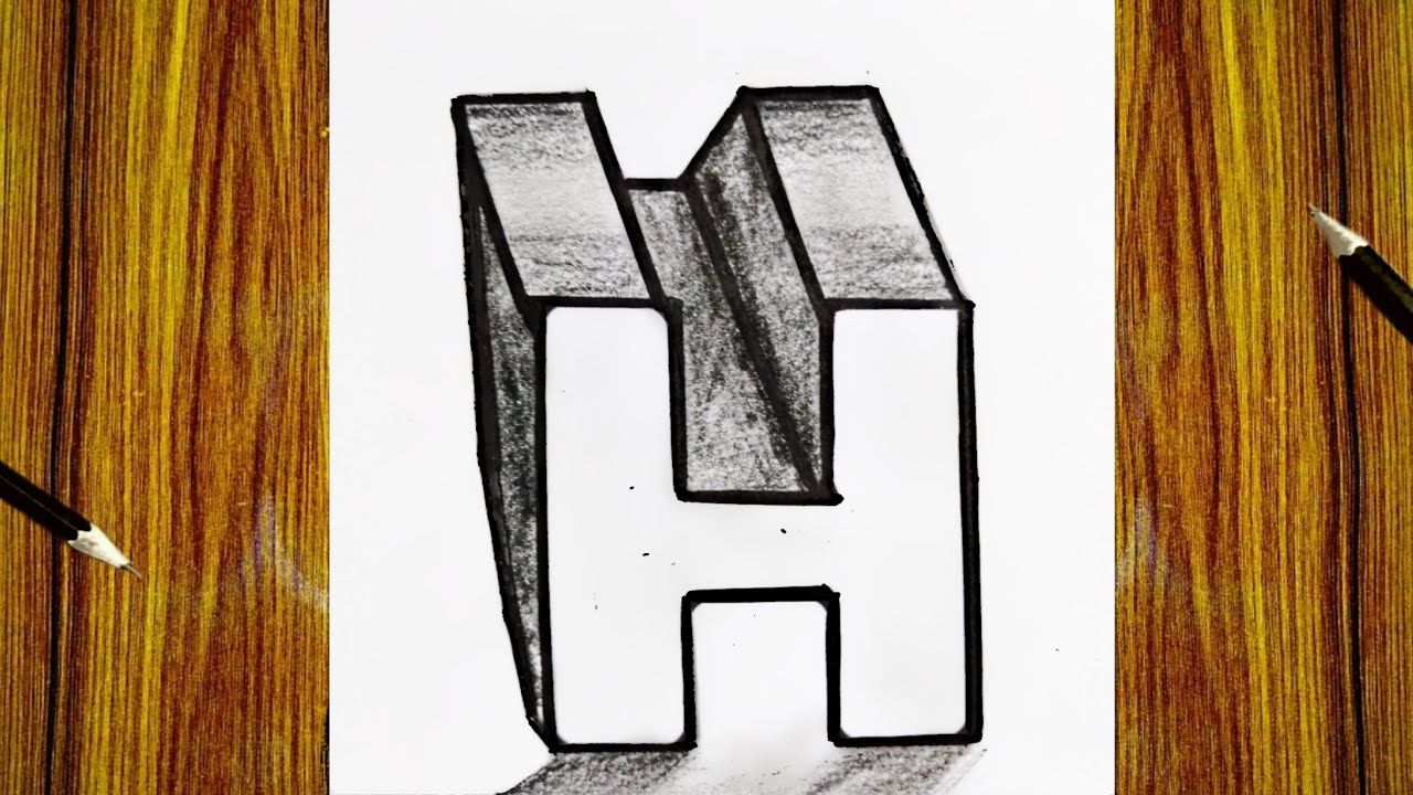 How to draw H drawing 3D drawing step by step || - YouTube