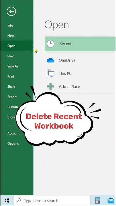 Excel Tutorial: How to Remove Recent Workbooks from the Recent Files ...