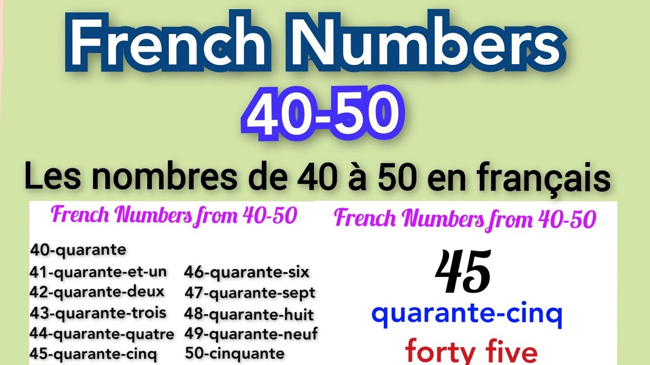 French Numbers from 40-50 | How to pronounce the french numbers from 40 ...