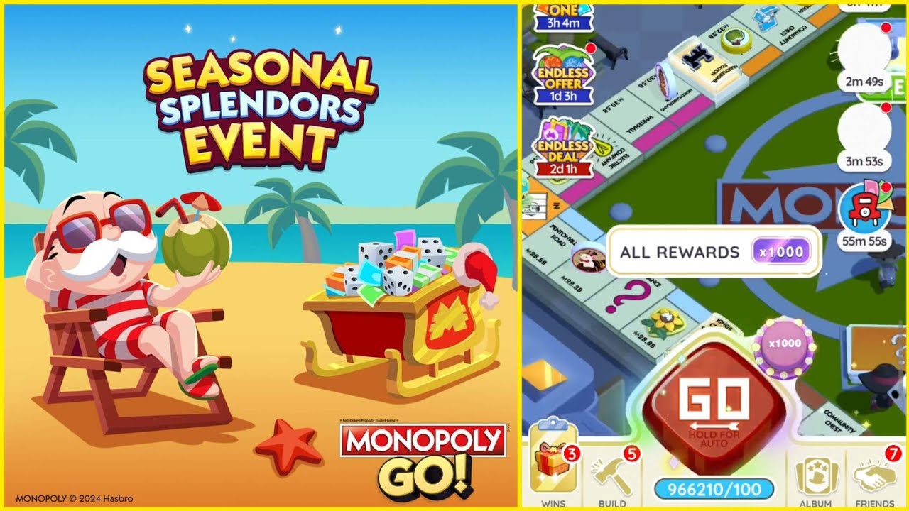 Seasonal Splendors Monopoly Go New Event Gameplay - Got Surfin's Santa ...