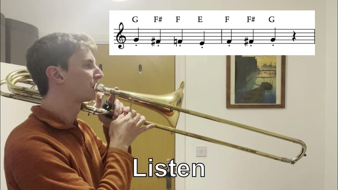 Beginner Trombone Practice: Slide Positions 1-4 (treble clef) - YouTube