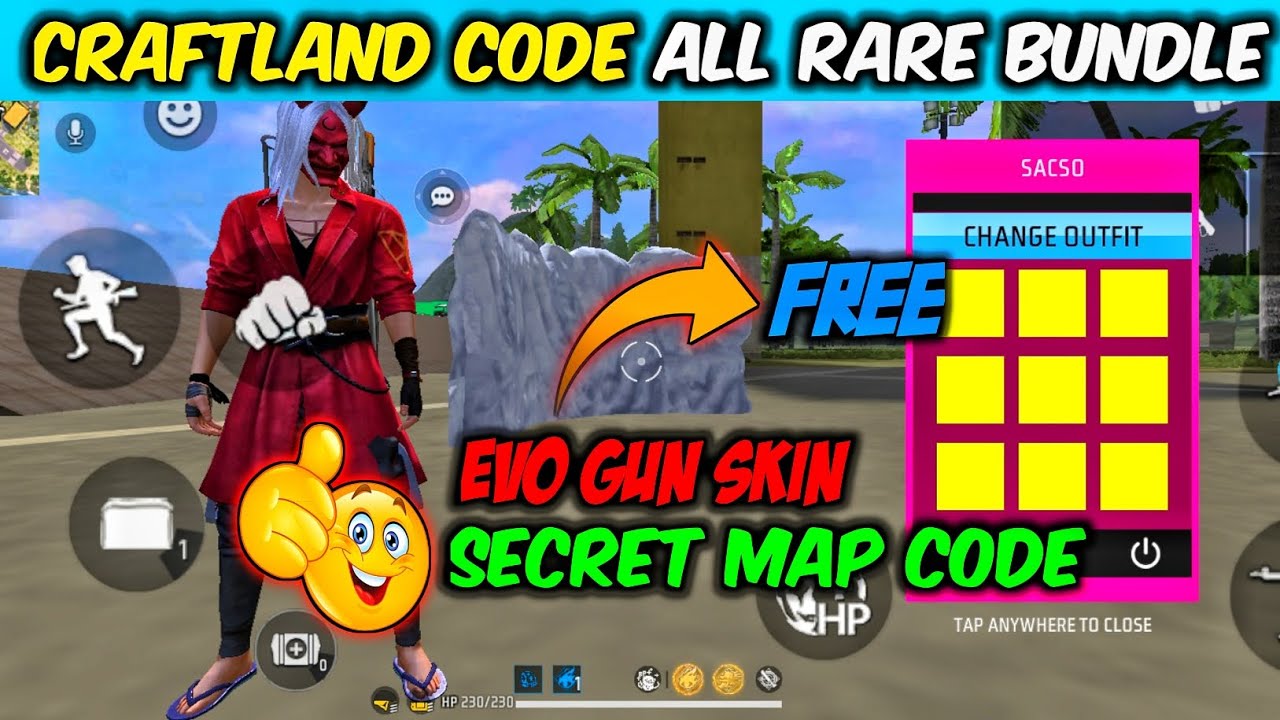 CRAFTLAND ALL RARE BUNDLE MAP CODE🤩 | FREE FIRE CRAFTLAND MAP CODE ALL EVO GUN | FF CRAFTLAND ...