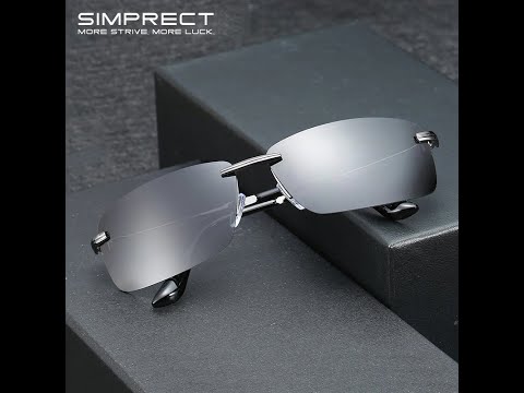 Simprect Polarize Güneş Gözlüğü Erkekler 2021 Çerçevesiz Kare Güneş Gözlüğü Retro Vintage Güneş