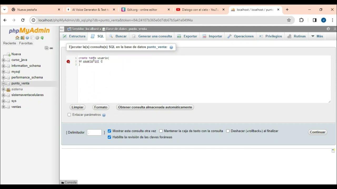 Creando primera tabla en mysql - YouTube
