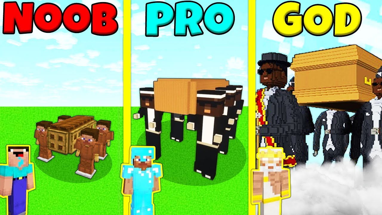 Minecraft Battle: NOOB vs PRO vs GOD: COFFIN DANCE STATUE HOUSE BUILD ...