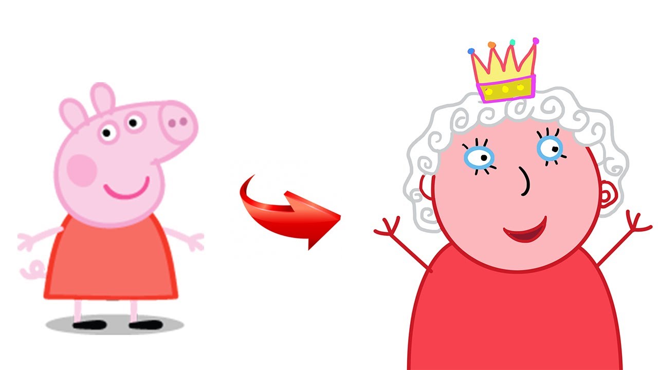Drawing Peppa Pig Turn Into Queen l Peppa Pig Drawing l Fusion Art ...