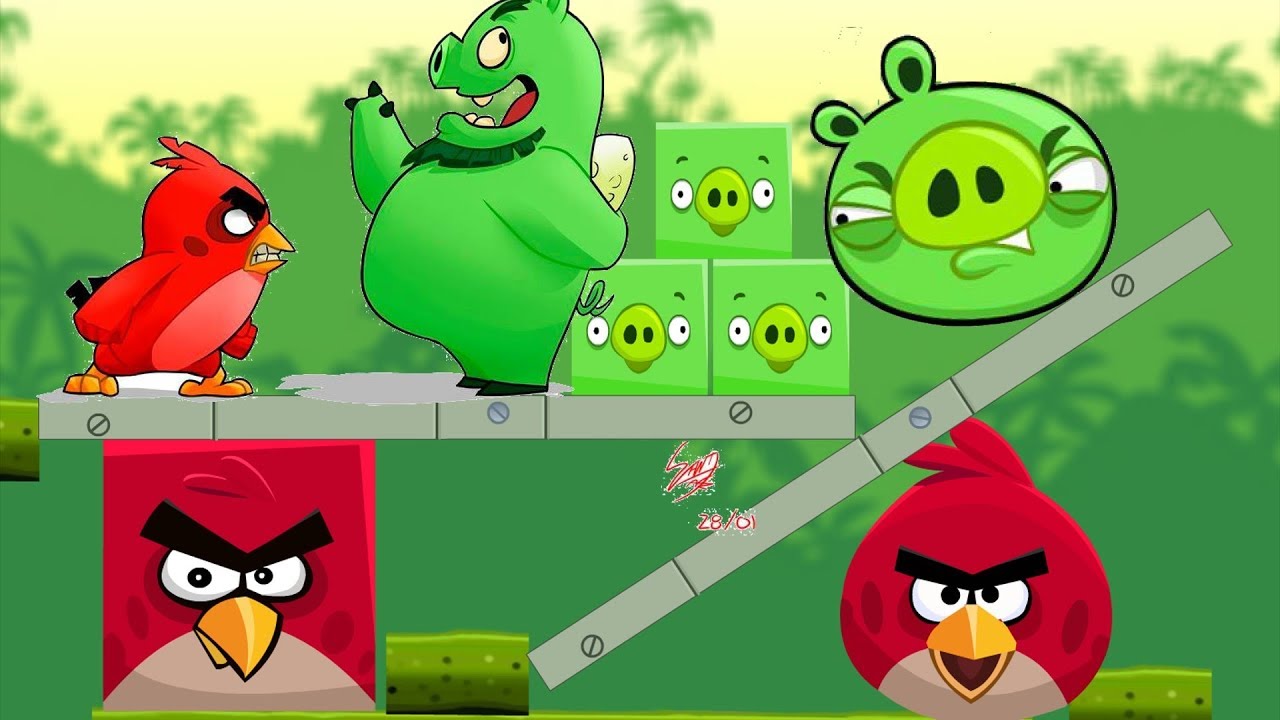 Angry Birds Kick Pigs - CHANGE SHRAPE SQUARE OR ROUND PIGGIES! - YouTube