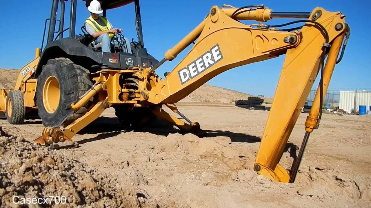 Deere 310G Backhoe Trenching - YouTube
