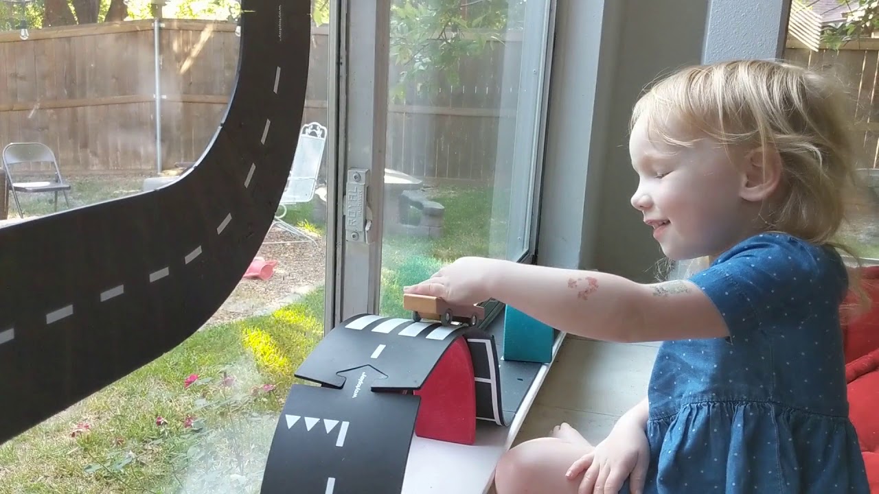 Road toys that stick to windows! Waytoplay flexible rubber roads - YouTube