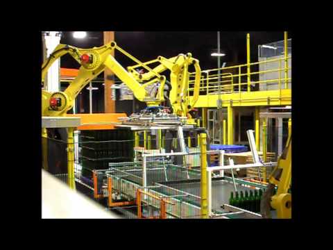 Robot palletizer - bulk glass containers - MSK Covertech - YouTube