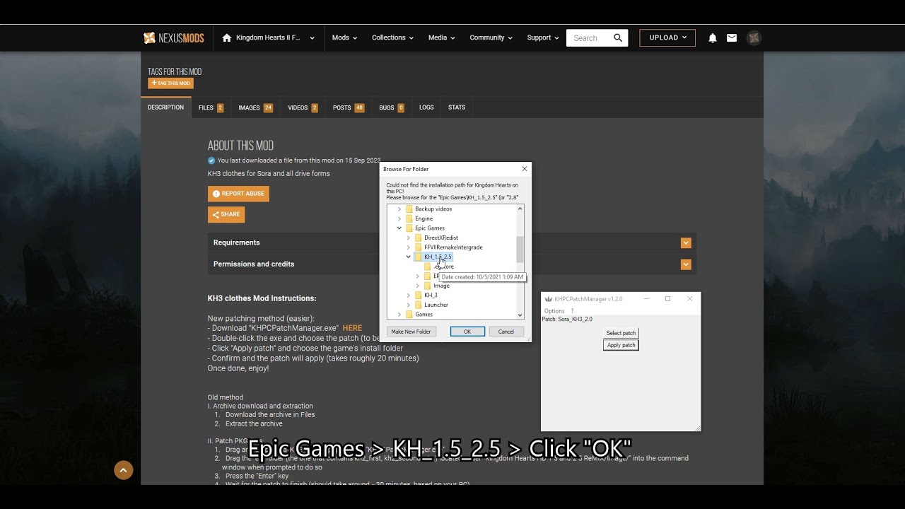 How to install mods using KHPCPatchManager for KH2.5 HD Remix - YouTube