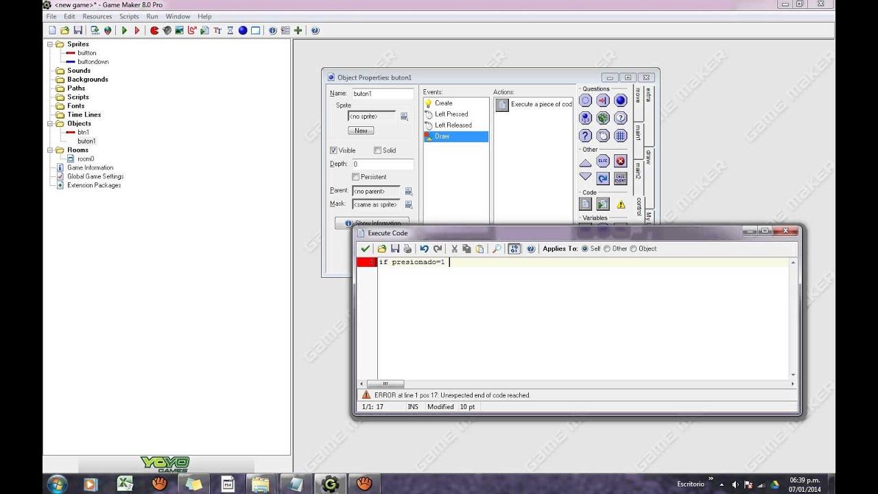 gamemaker tutorial español crear botones - YouTube