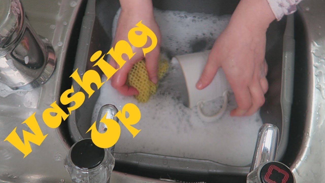 Washing Up Scrubbing Rinsing Dishes Running Water ASMR - YouTube