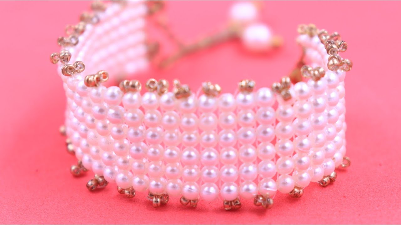 HOW TO//MAKE BEAUTIFUL BRIDAL BRACELET//BEADED BRACELET MAKING ...