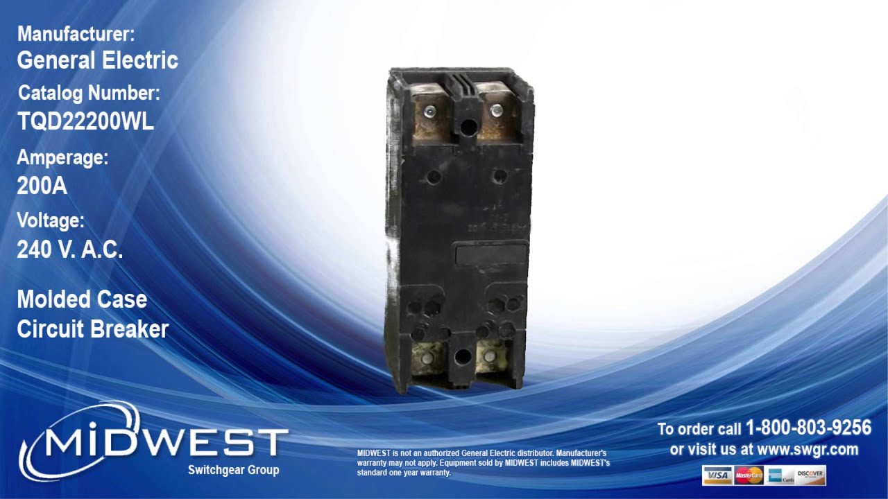 General Electric TQD22200WL Circuit Breaker - For Sale - YouTube
