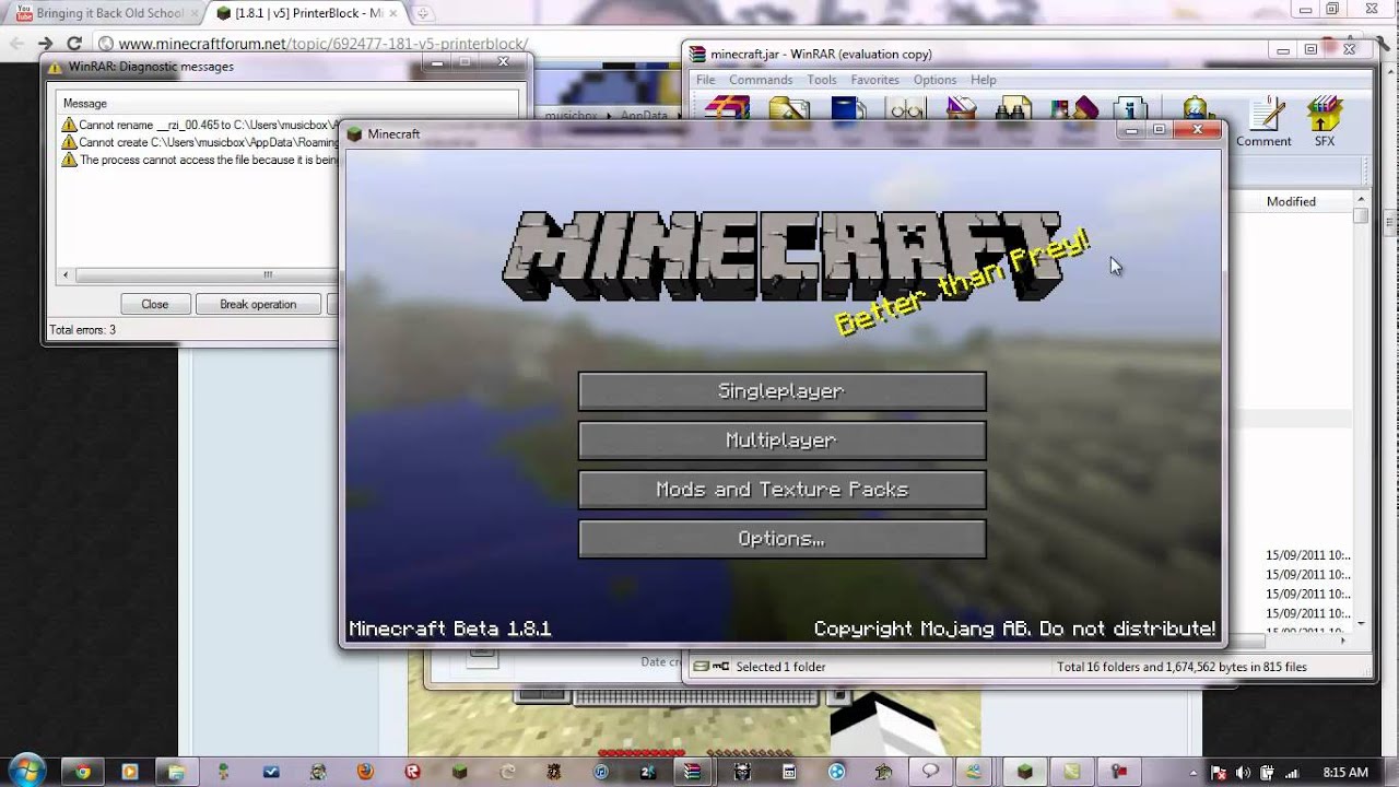 How to install the printer block mod for minecraft 1.8.1 - YouTube