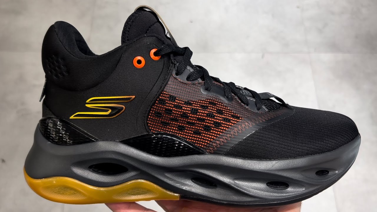 Skechers SKX Float Black Orange Julius Randle Basketball Shoes - YouTube