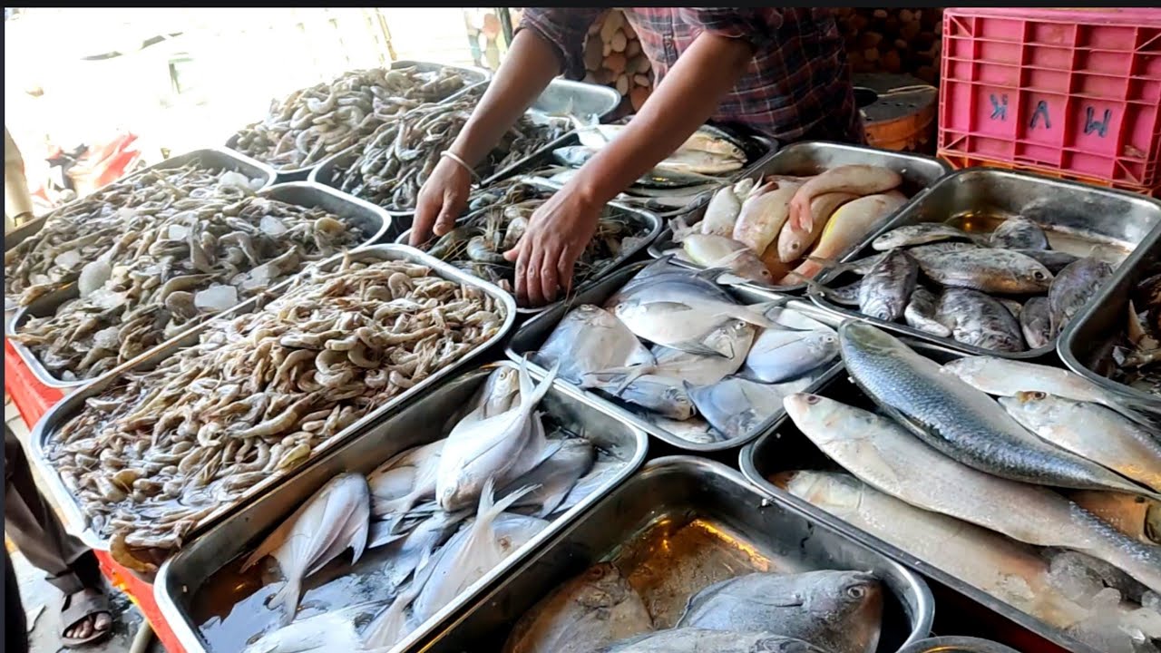 ఫిష్ మార్కెట్ | live fish | crab | prawns | hyderabad fish market ...