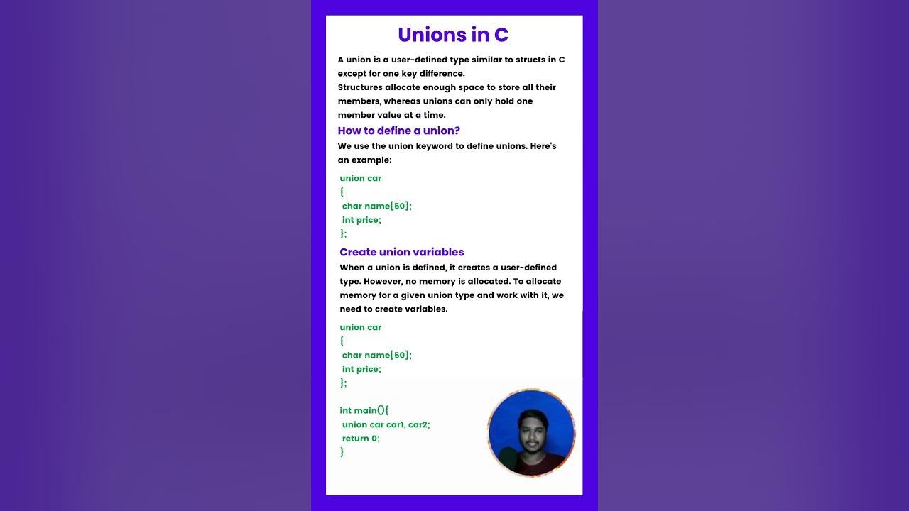 Unions in C Language Explained in Telugu - YouTube