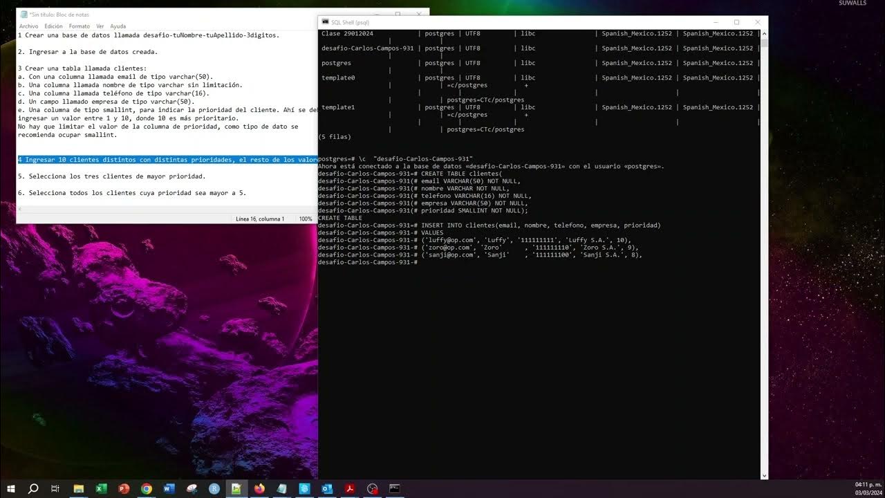 PostgreSQL Shell tutorial creacion base de datos, tablas y consultas ...