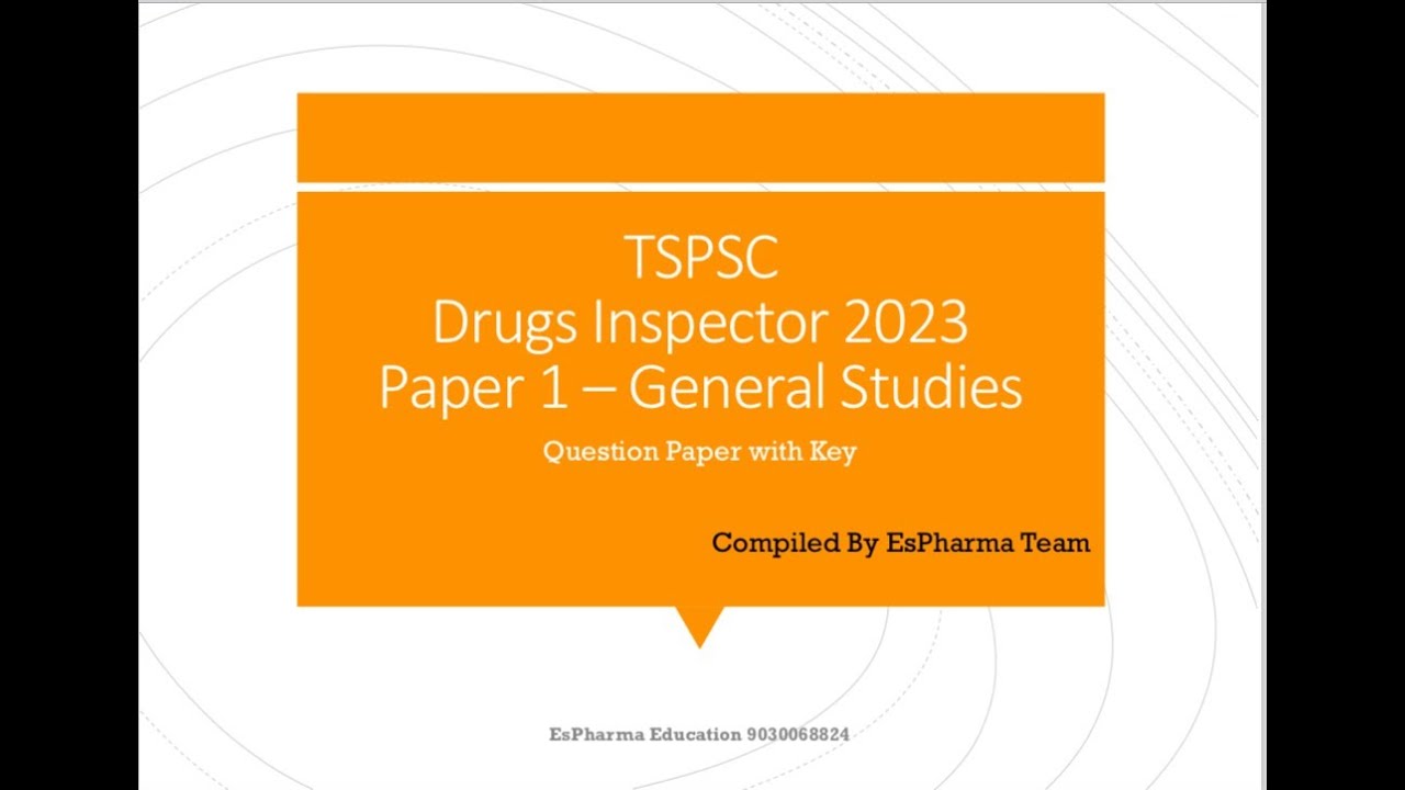 TSPSC Drugs Inspector 2023 Paper-1 General Studies Question Paper With ...