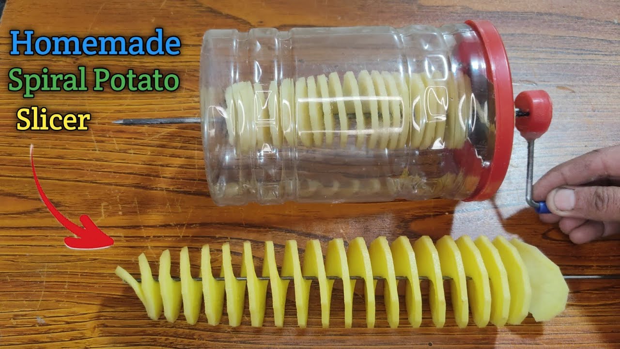 Homemade Spiral potato Cutter !! DIY Spiral Potato Slicer !! Potato ...