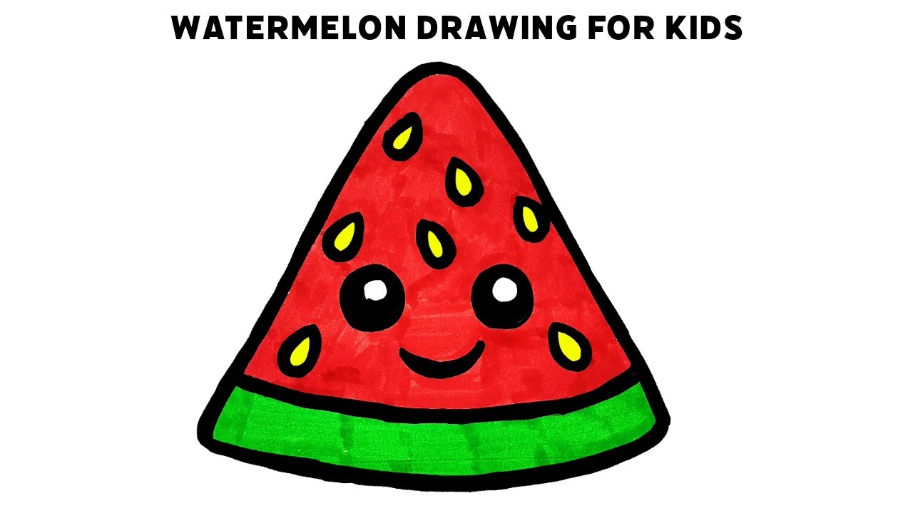 How to draw watermelon – watermelon cartoon drawing easy !!! - YouTube
