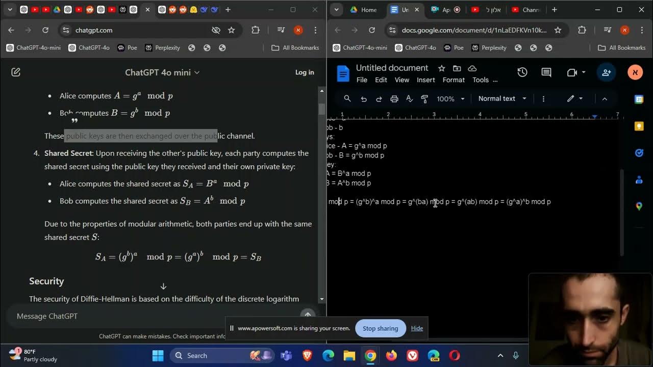 Cryptography - Diffie Hellman Key Exchange algorithm - YouTube