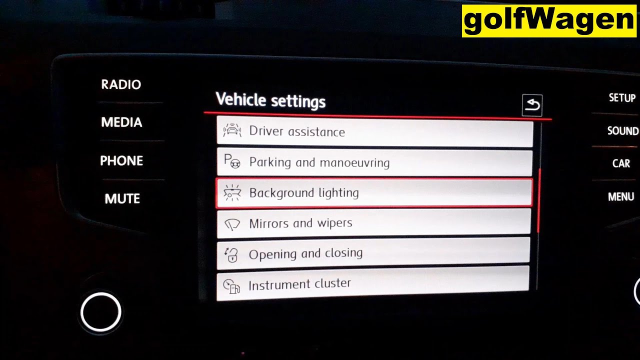VW Golf 7 vcds Background lighting menu coding - YouTube