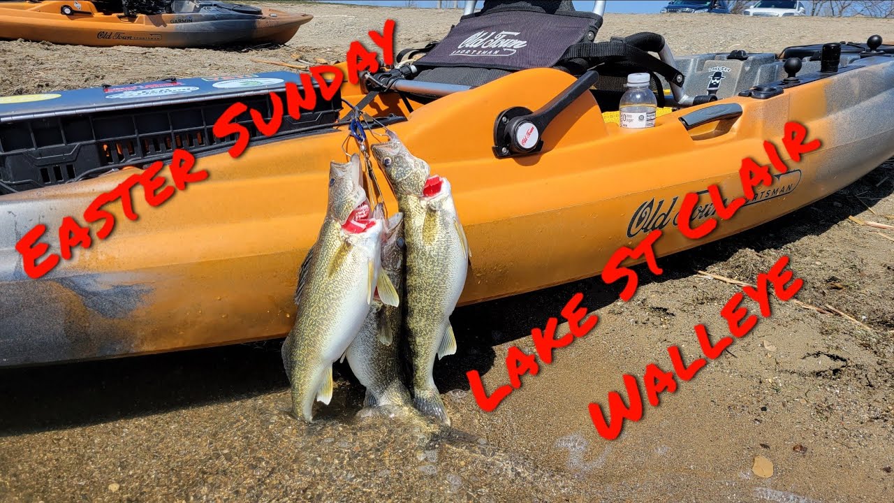 Lake St Clair Easter Walleye in Kayaks - YouTube