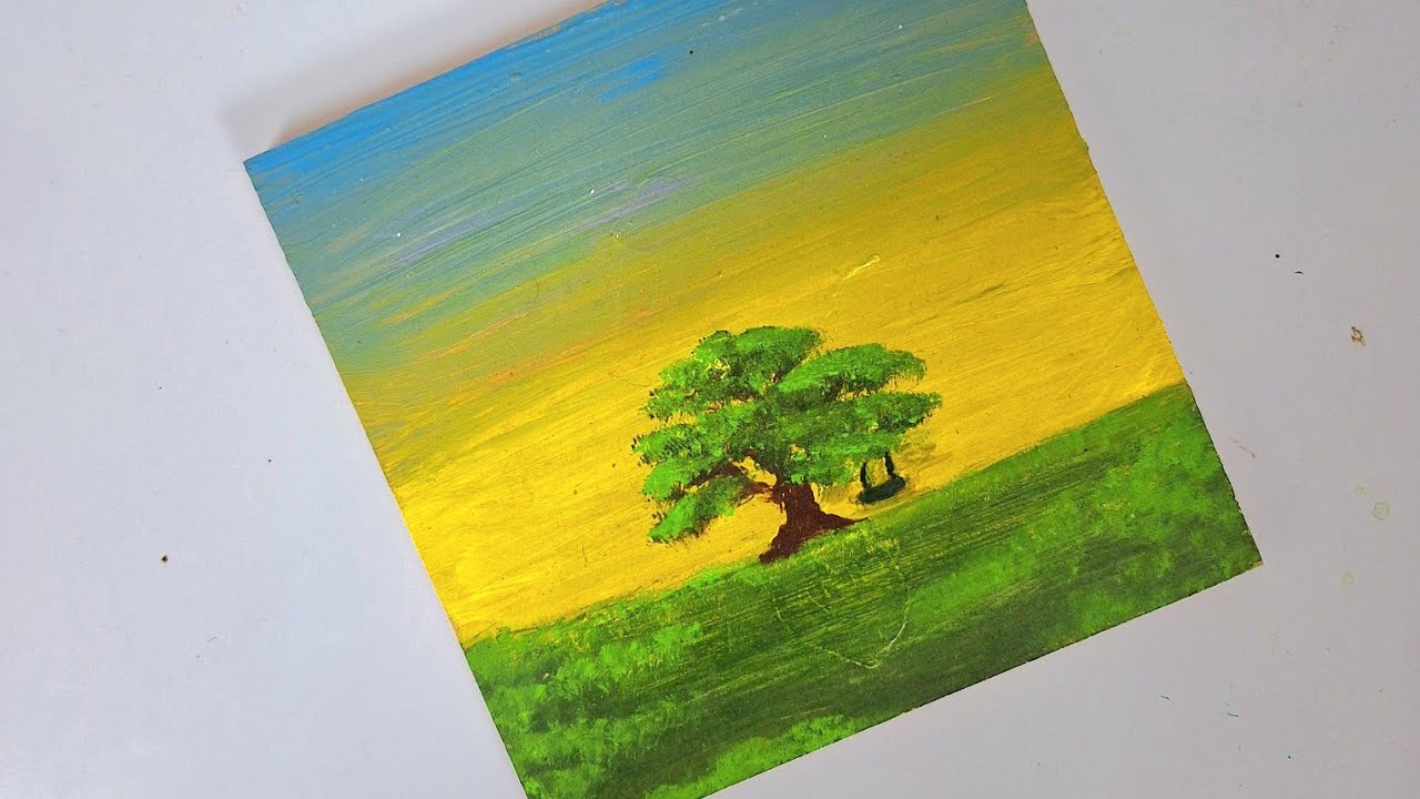 How to draw a tree/Acrylic Tutorial for Beginners Step by Step/mini ...