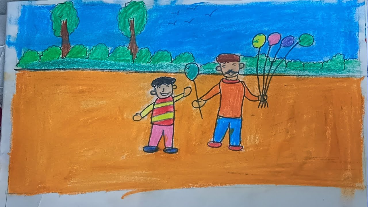 how to draw balloon seller & childrenSELLER CHILDREN Elementary BALLOON ...