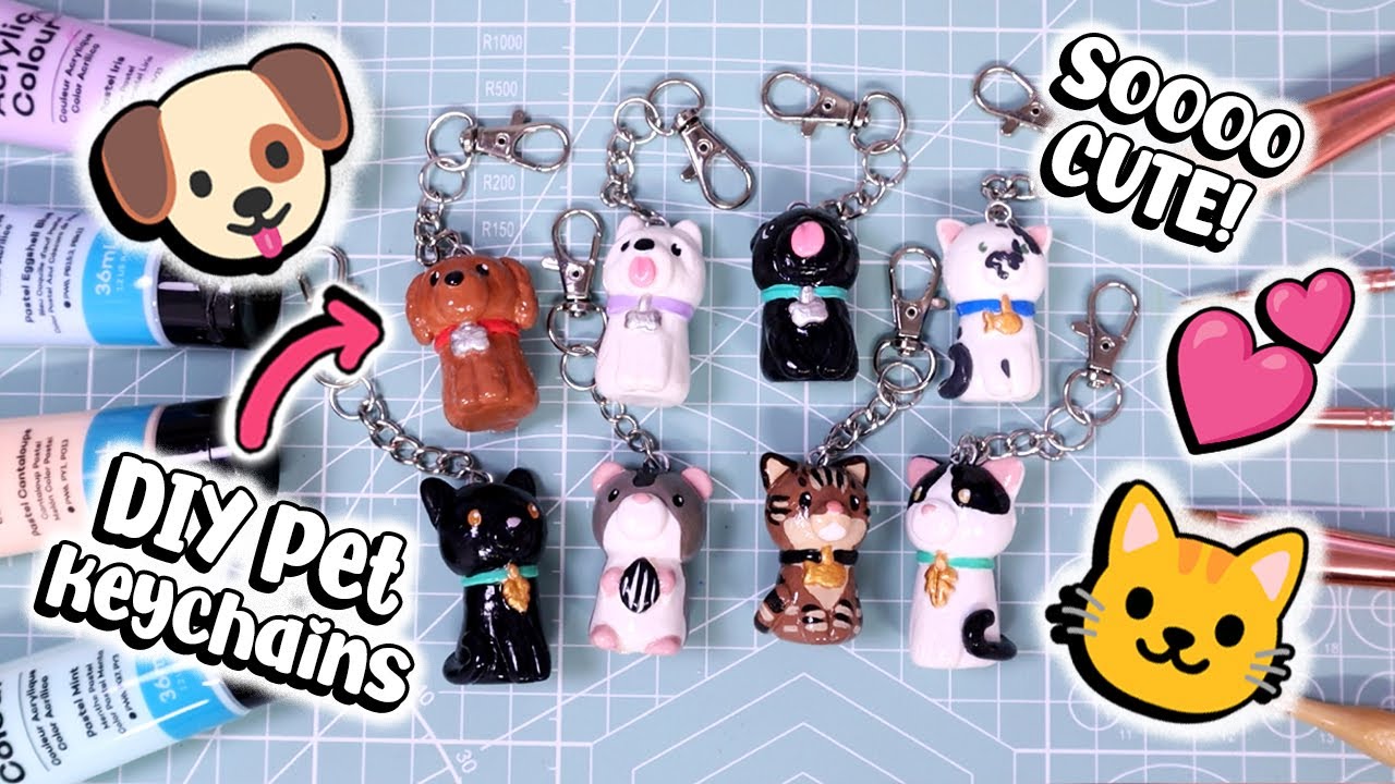 DIY Polymer Clay Pet Keychains - YouTube