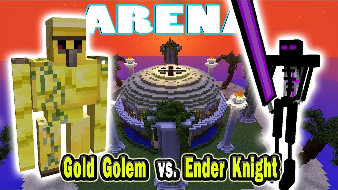 Minecraft Arena Battle Gold Golem vs. Ender Knight - YouTube