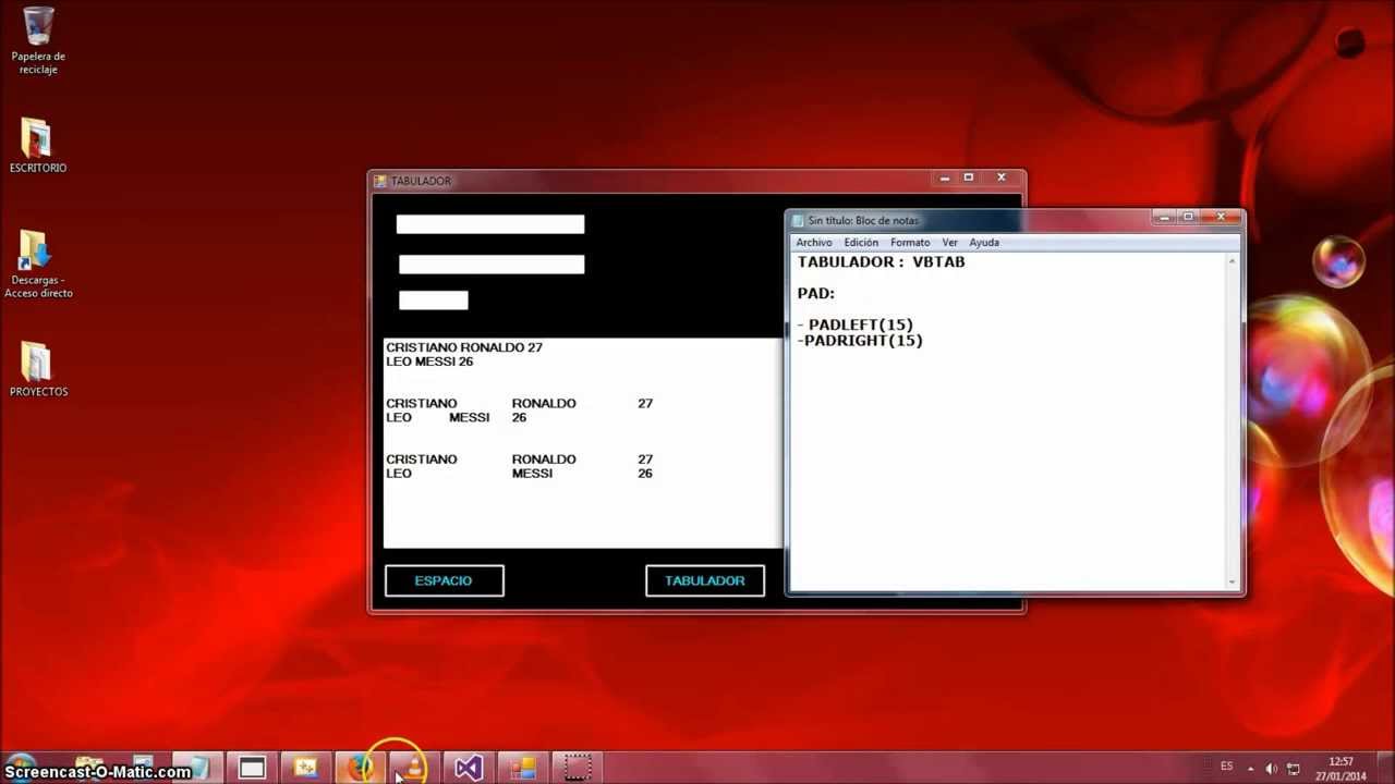 Tabulador (VbTab) y Relleno (PadRight, PadLeft) con Visual Basic (VB.NET) - YouTube