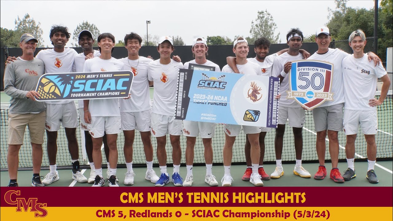 CMS Men's Tennis Highlights vs. Redlands (SCIAC Finals) - YouTube