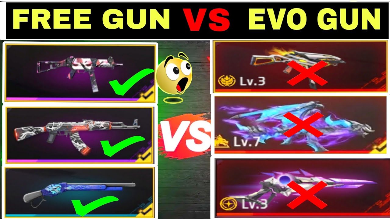 Free Gun Skin VS Evo Gun Skin? || Who Is The Best Gun Skin 🤫|| Kaun ...