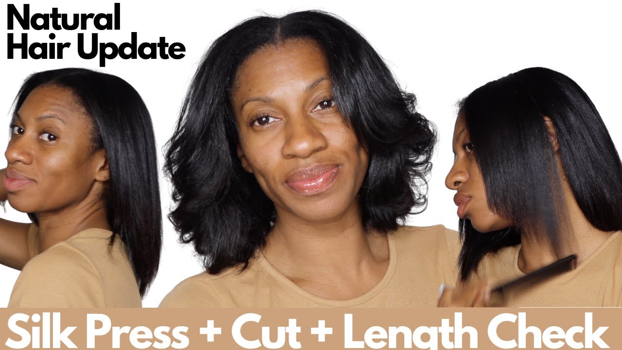 NATURAL 4C HAIR Update, Length Check, Silk Press, and Trim - YouTube