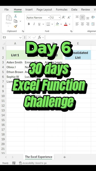 Day 6 of Excel Function Challenge - Instantly Convert Columns into a List! - YouTube