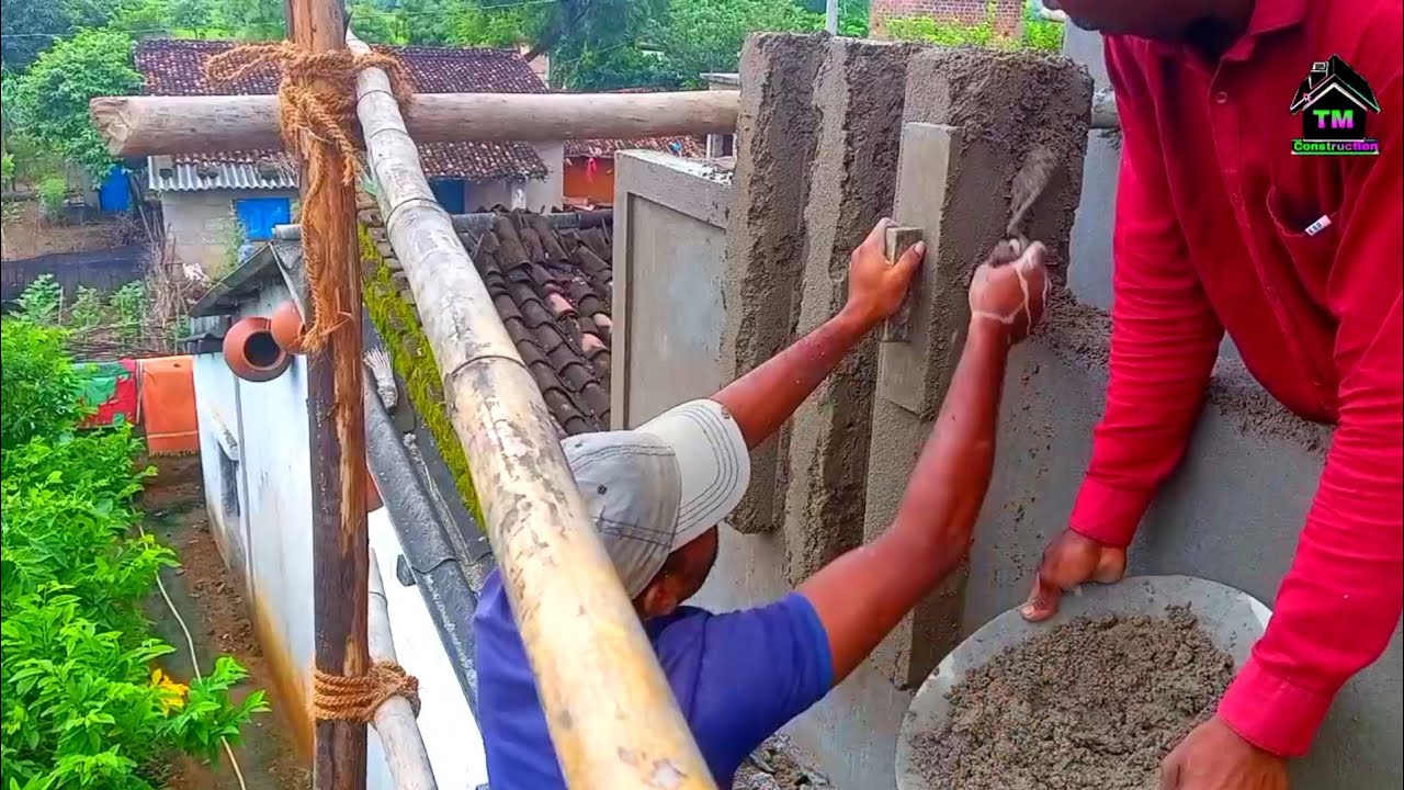 Parapet wall plastering 3 Pillar Design | Beautiful Parapet wall design ...