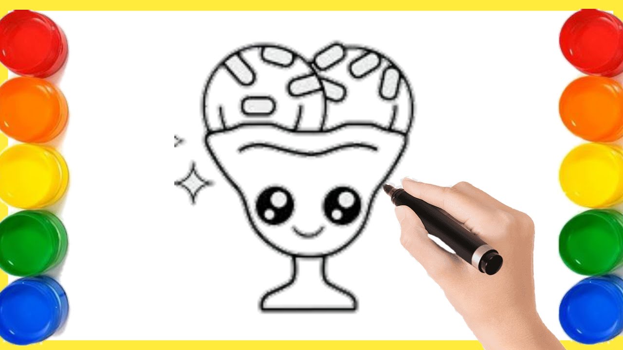 Kids Drawing | How To Draw A Cute Ice Cream And Coloring Draw Cute ...