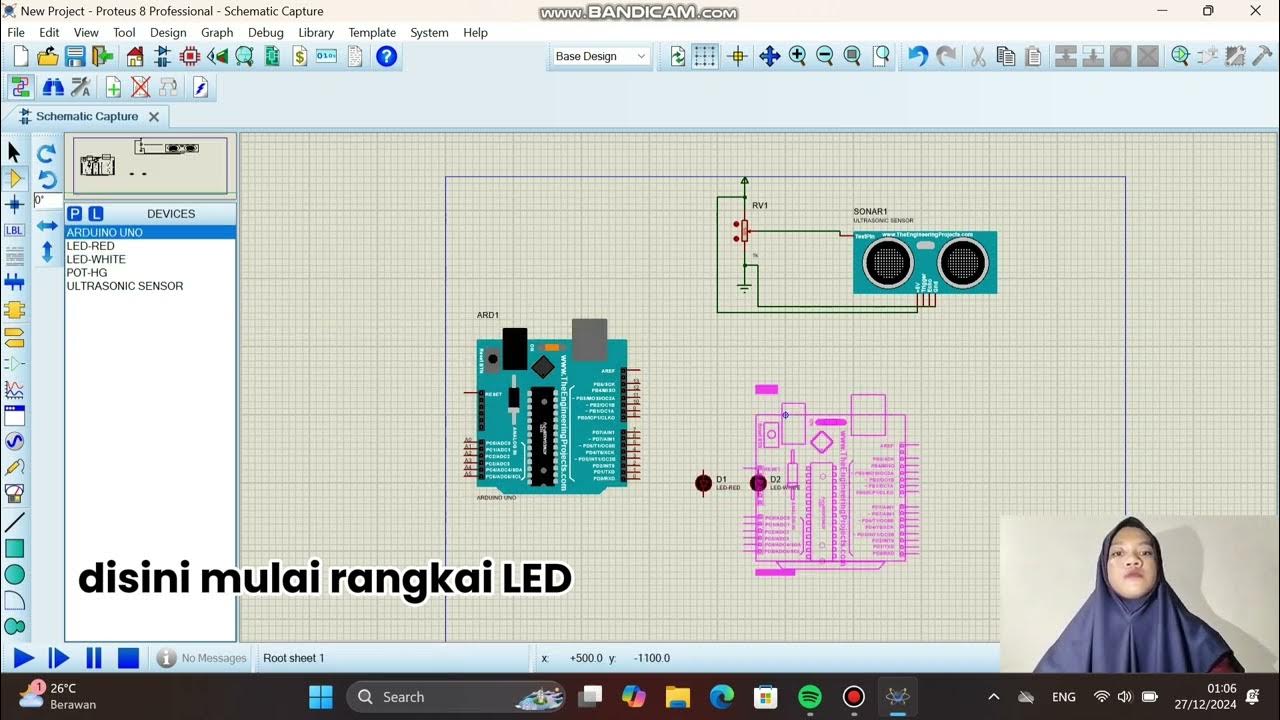 ARDUINO SIMULASI PARKIR DENGAN ULTRASONIC DAN LED PROTEUS - YouTube