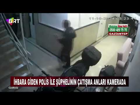 İhbara giden polis ile şüphelinin çatışma anları kamerada