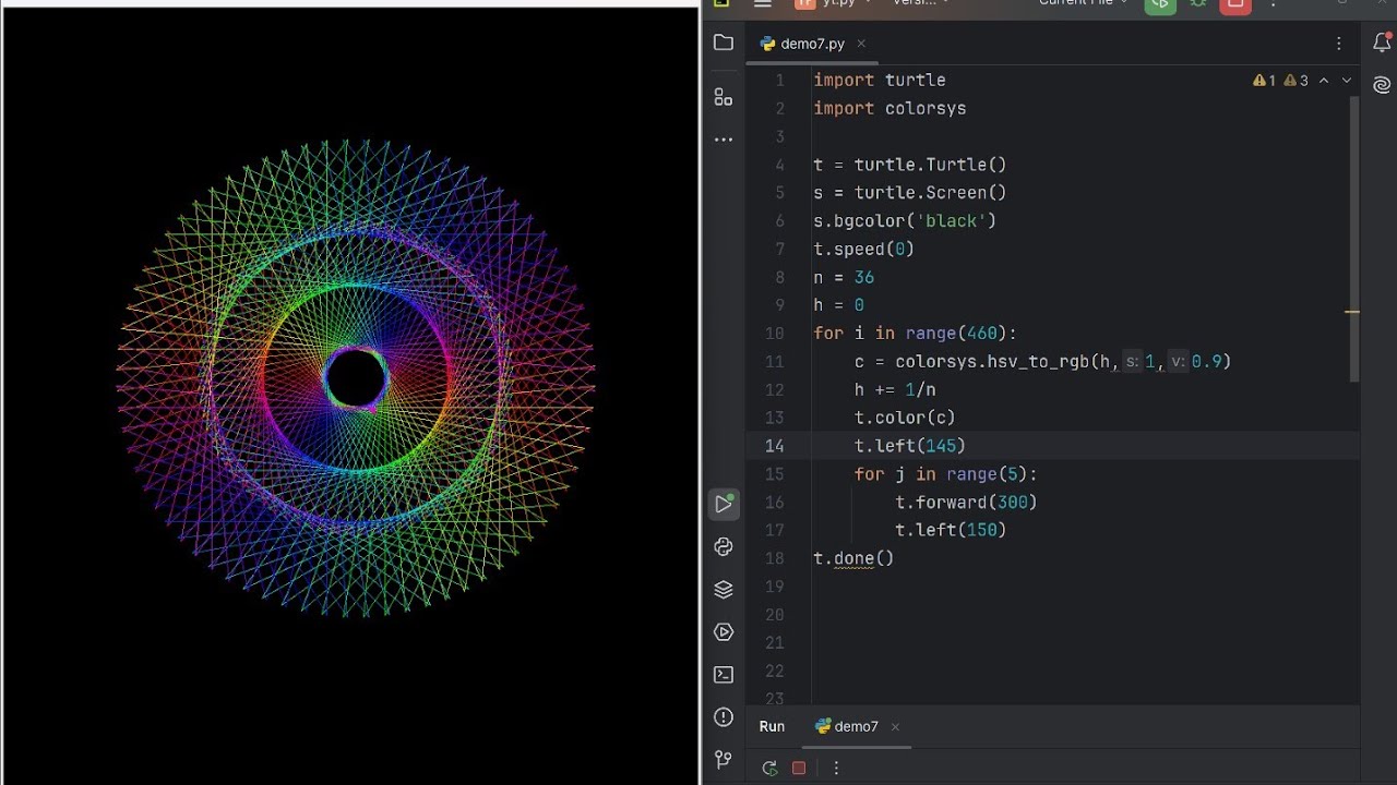 Creating a Hypnotic Multicolour Star Pattern With Python Turtle! 🎨 - YouTube
