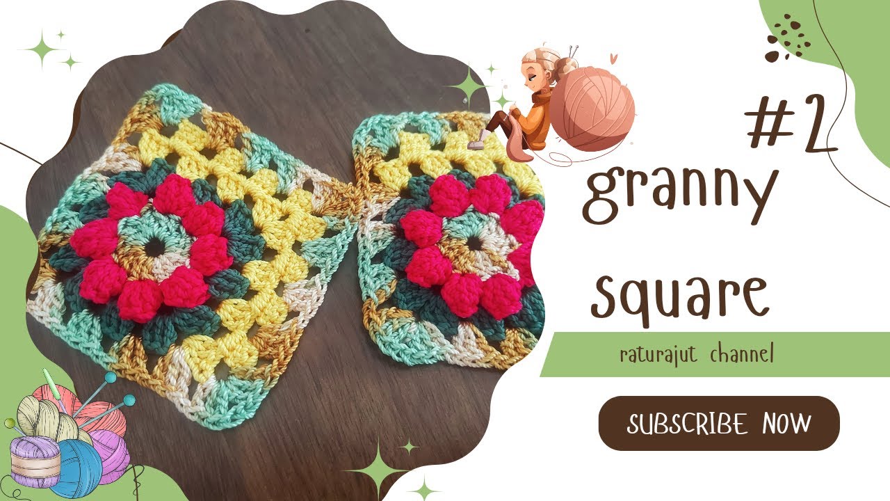 Cara Merajut Motif Rajutan Granny Square - Raturajut channel #crochet ...